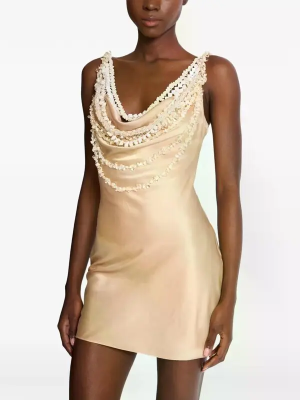 Balmain Shell-embellished Mini Dress - Neutrals
