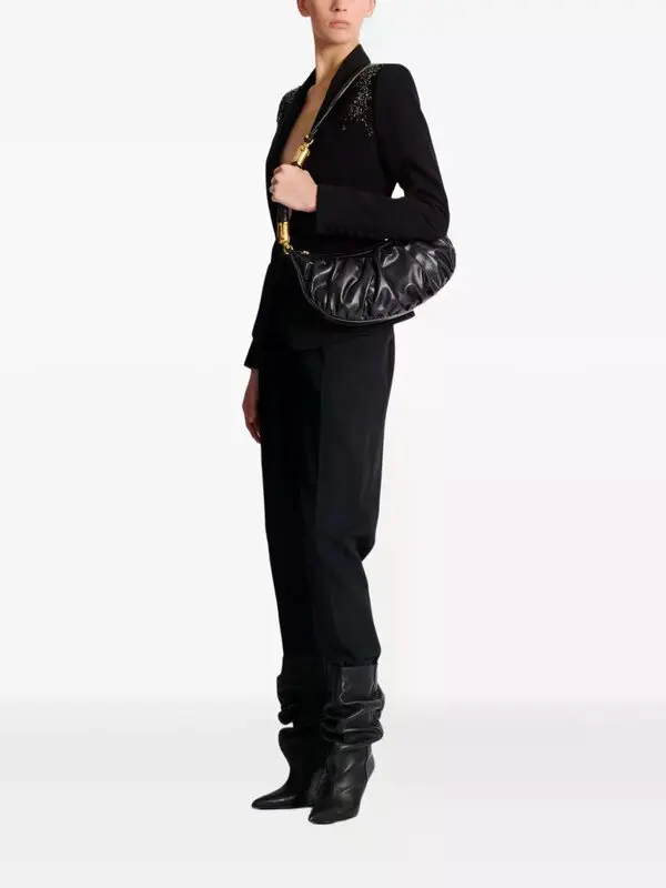 Balmain Ebene Ruched Shoulder Bag - Black