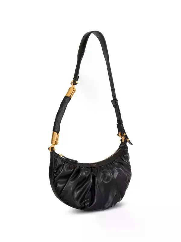 Balmain Ebene Ruched Shoulder Bag - Black