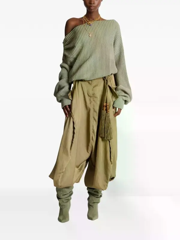 Balmain Asymmetric Neck Ribbed-knit Sweater