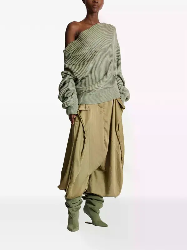 Balmain Asymmetric Neck Ribbed-knit Sweater