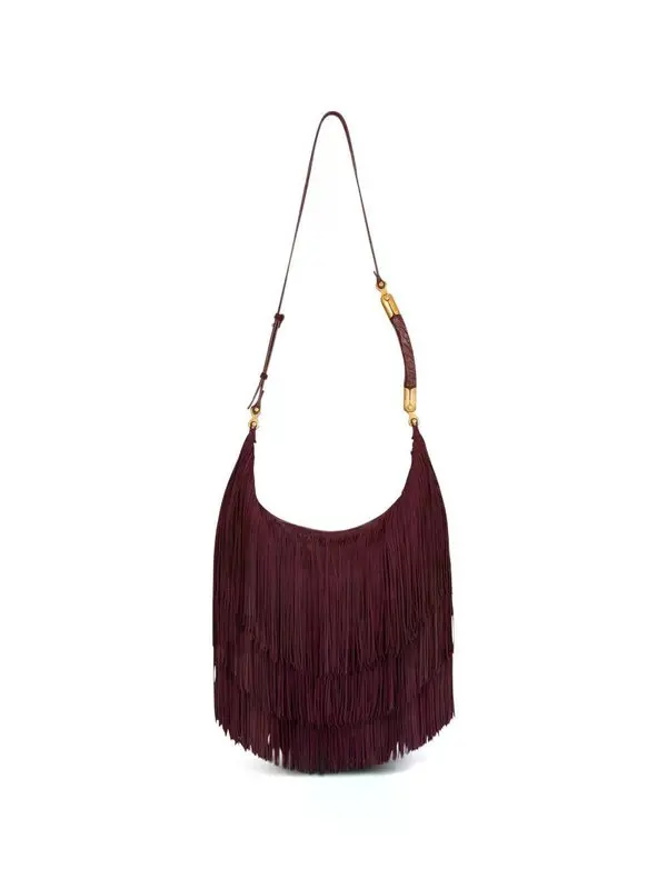 Balmain Large Fringed Shoulder Bag - Red