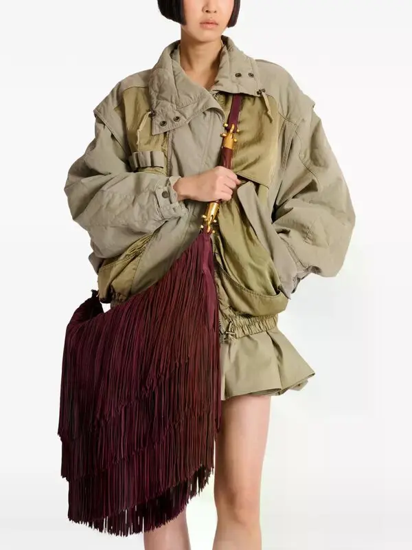 Balmain Large Fringed Shoulder Bag - Red