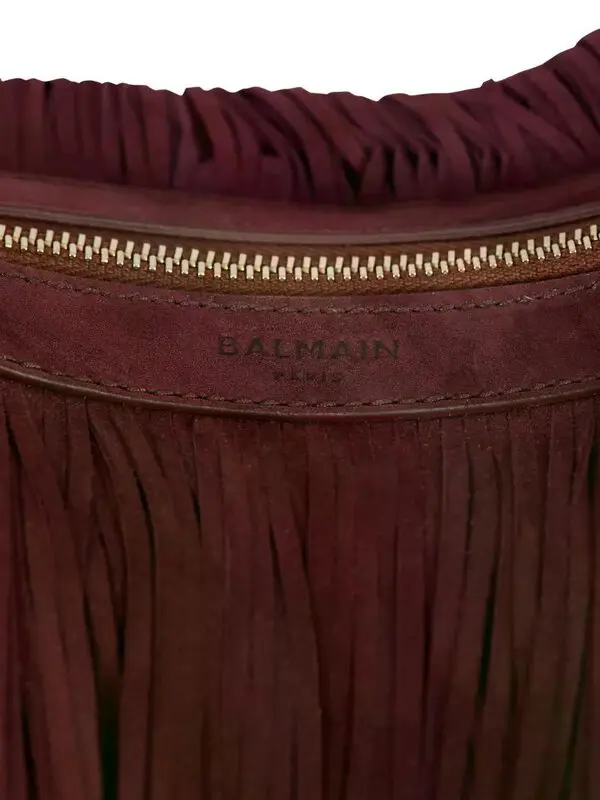 Balmain Large Fringed Shoulder Bag - Red