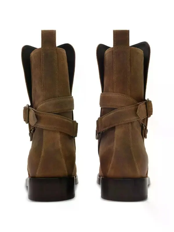 Burberry Waxed Suede Ledger Boots - Brown