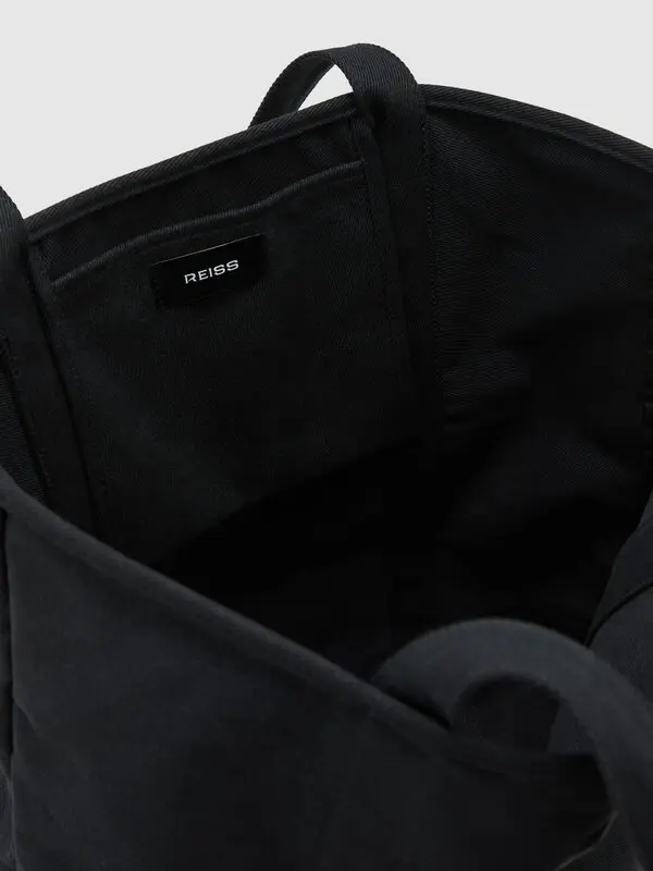 REISS Navona Canvas Tote Bag With Monogram Patch