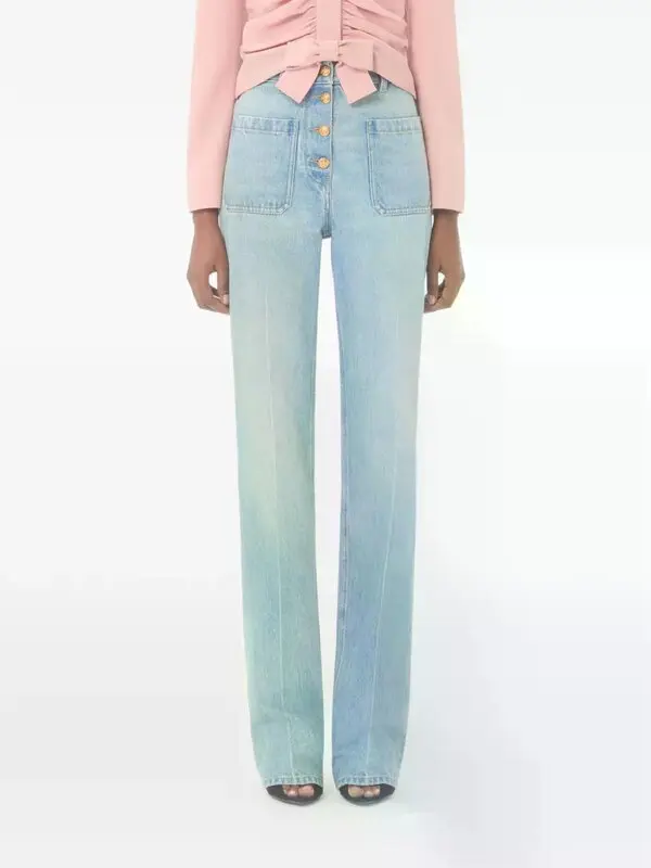 Valentino Garavani Straight Leg Denim Trousers - Blue