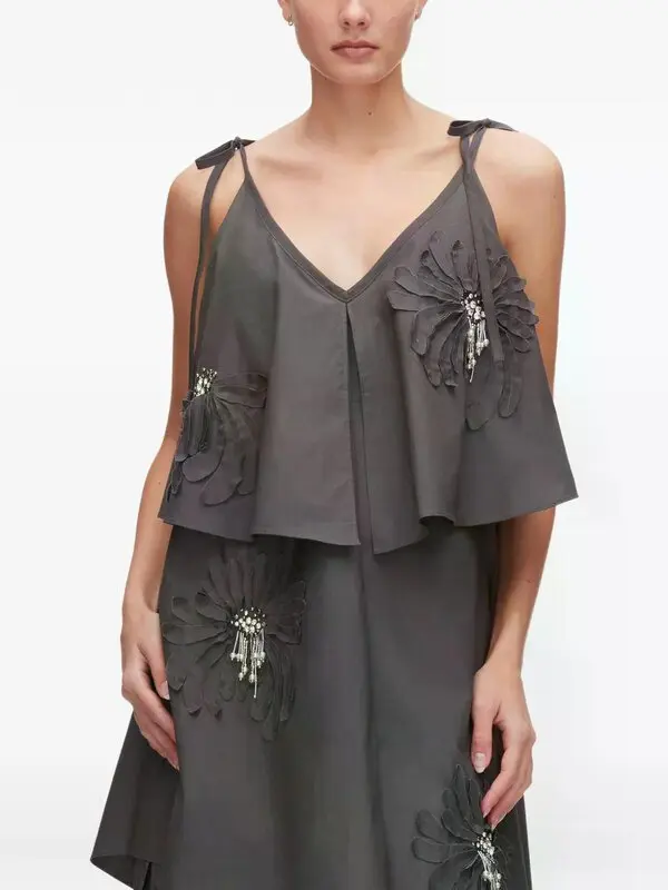 3.1 Phillip Lim Flower Appliqué Layered Dress - Grey