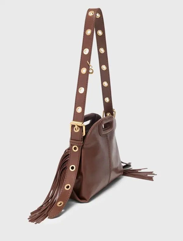 Maje Miss M Mini Bag In Vintage Leather With Fringe Detail - Brown