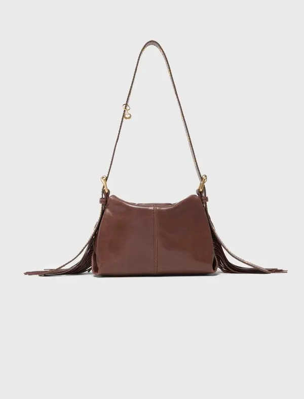 Maje Miss M Mini Bag In Vintage Leather With Fringe Detail - Brown