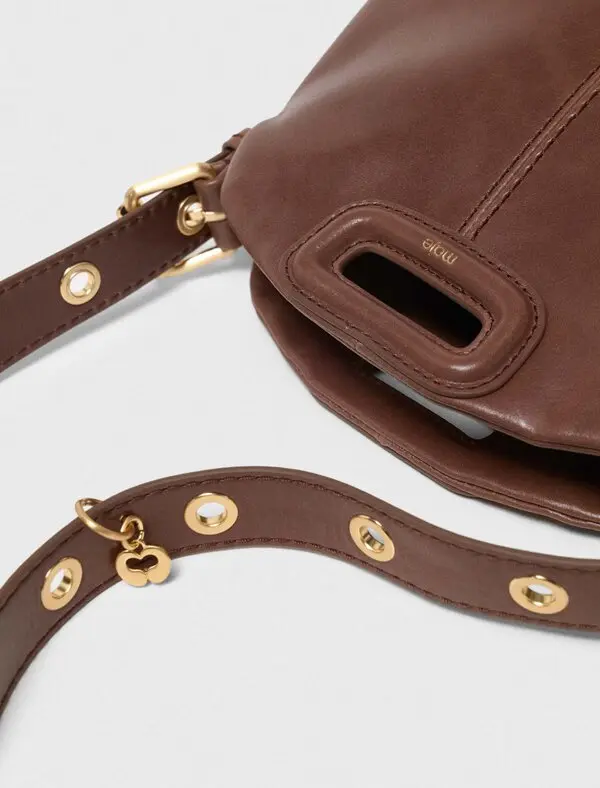 Maje Miss M Mini Bag In Vintage Leather With Fringe Detail - Brown