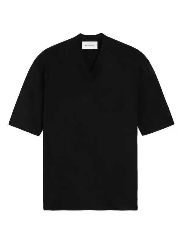 AMI Paris Wool Short Sleeve V-neck Sweater