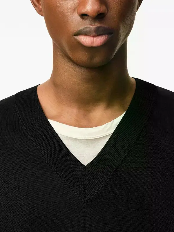 AMI Paris Wool Short Sleeve V-neck Sweater