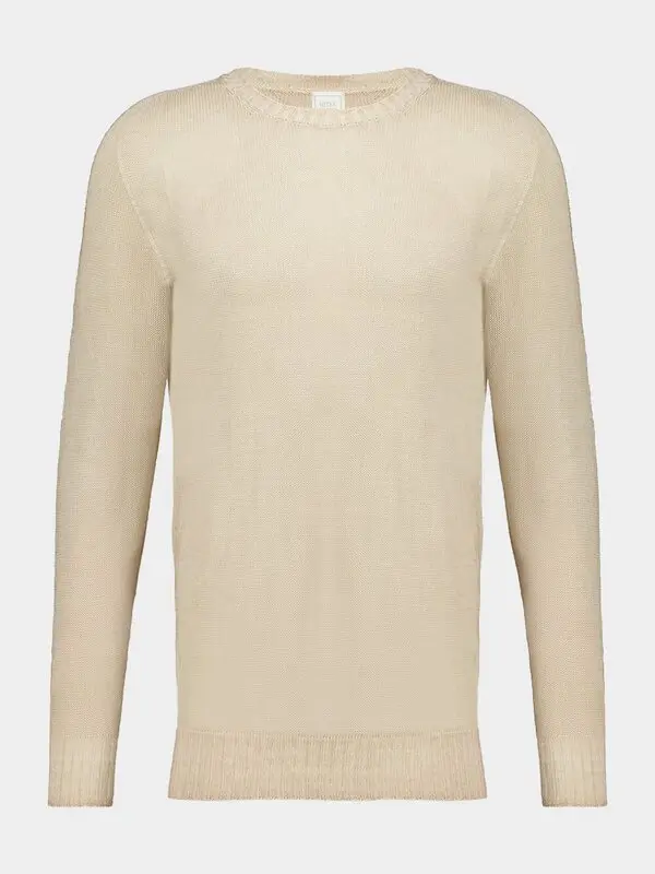 120% Lino Soft Linen Knit Sweater - Beige