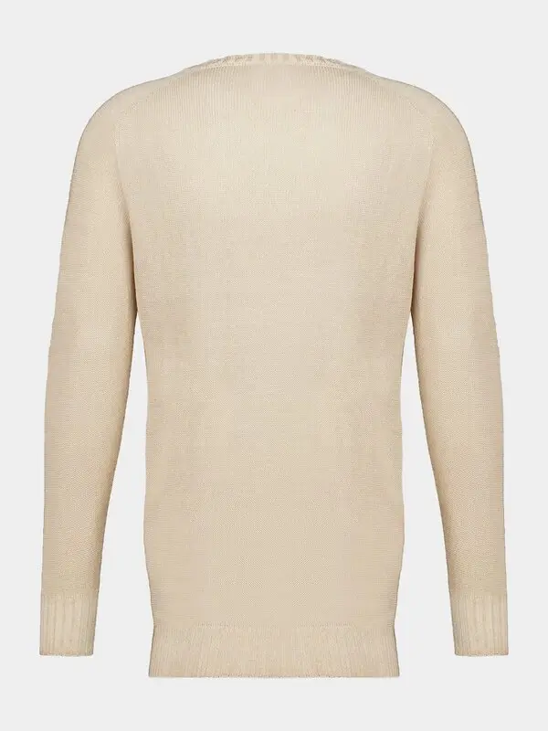 120% Lino Soft Linen Knit Sweater - Beige