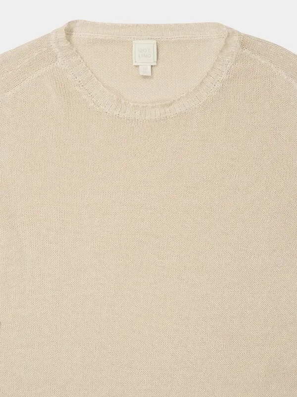120% Lino Soft Linen Knit Sweater - Beige