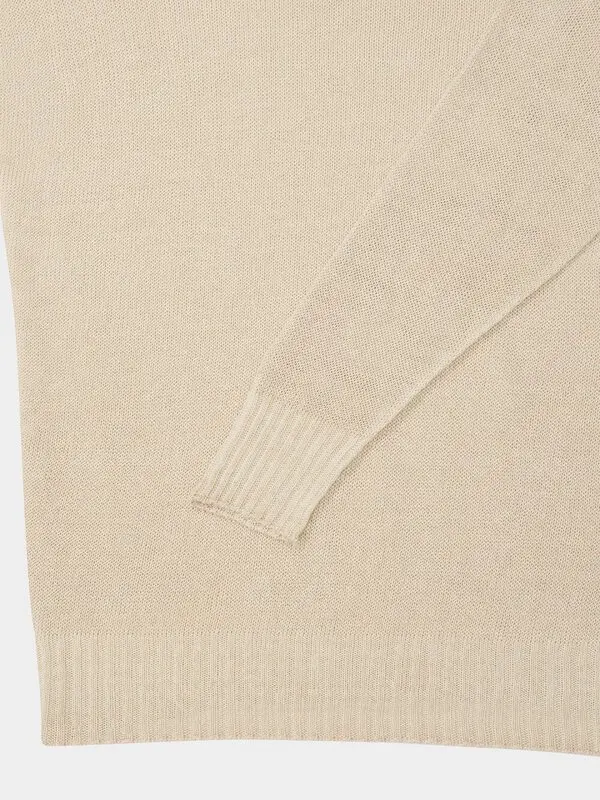 120% Lino Soft Linen Knit Sweater - Beige