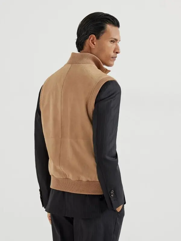 Brunello Cucinelli Light Suede Padded Vest - Brown