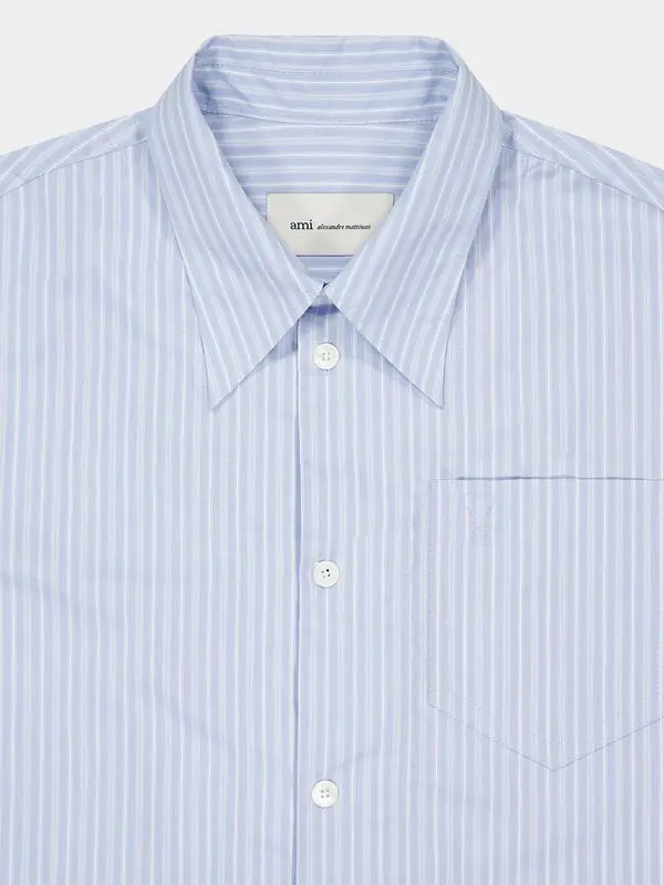 AMI Paris Striped De Cœur Shirt - Blue