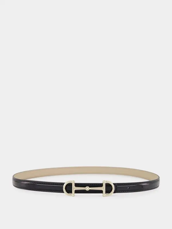 Gucci Horsebit Reversible Leather Belt - Black