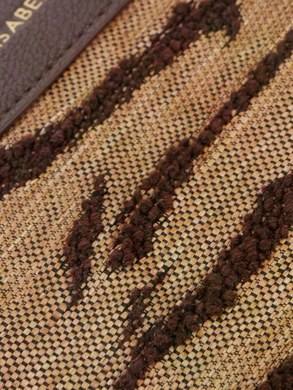 Elisabetta Franchi Tiger Stripe Raffia Effect Clutch - Brown