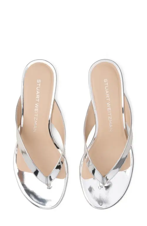 STUART WEITZMAN Rio Kitten Heel Sandal - Silver