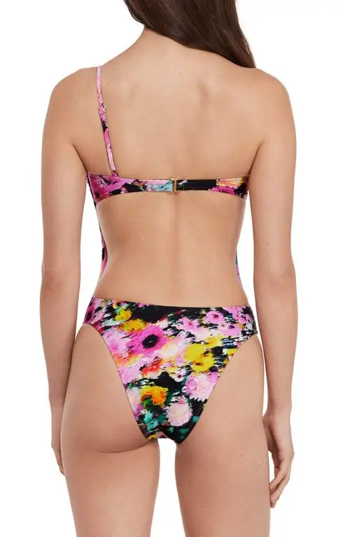 Steve Madden Floral One-shoulder One-piece Swimsuit - Black Multi