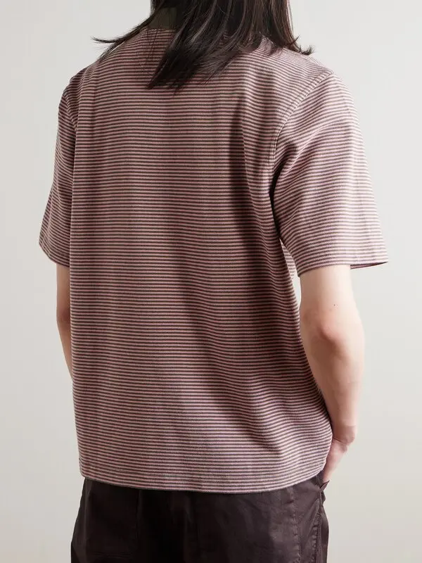 CORRIDOR Striped Cotton-piqué Polo Shirt - Pink