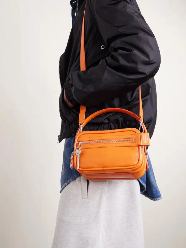 Acne Studios Camero Embellished Textured-leather Messenger Bag - Orange
