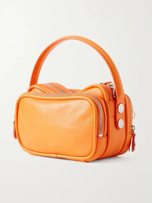 Acne Studios Camero Embellished Textured-leather Messenger Bag - Orange