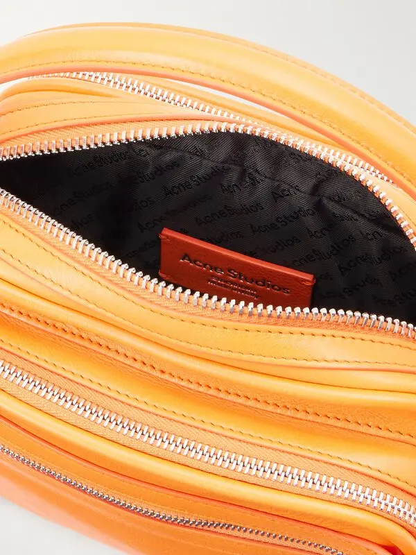Acne Studios Camero Embellished Textured-leather Messenger Bag - Orange