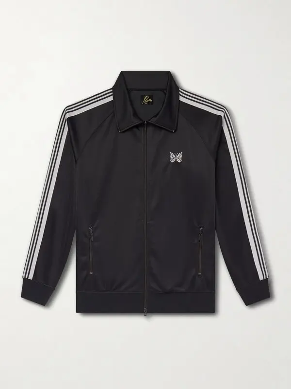 Needles Logo-embroidered Striped Jersey Track Jacket - Black