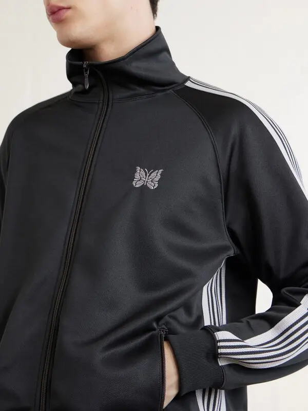 Needles Logo-embroidered Striped Jersey Track Jacket - Black