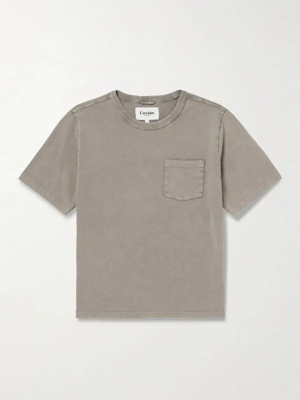 CORRIDOR Garment-dyed Cotton-jersey T-shirt - Gray
