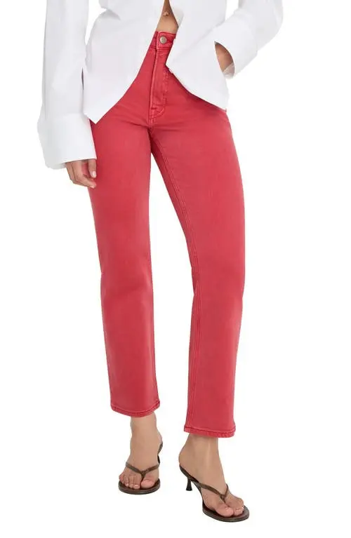 Good American Good Icon Ankle Slim Straight Leg Jeans - Cherry Red