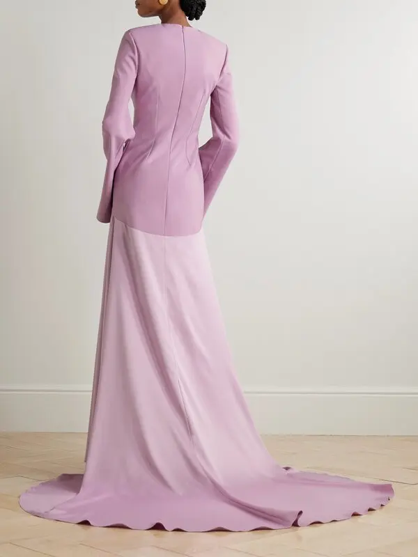 Solace London Claudine Satin-trimmed Crepe Gown - Pink