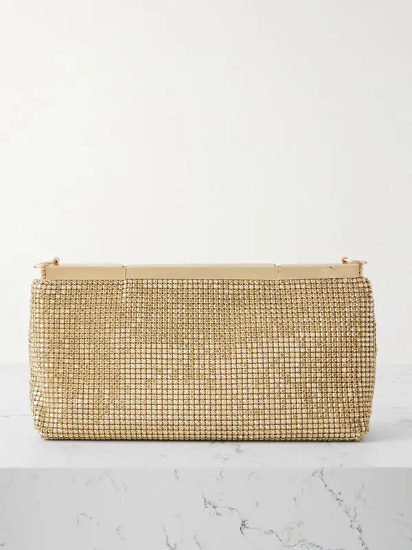 Cult Gaia Felice Crystal-embellished Chainmail Clutch - Neutrals