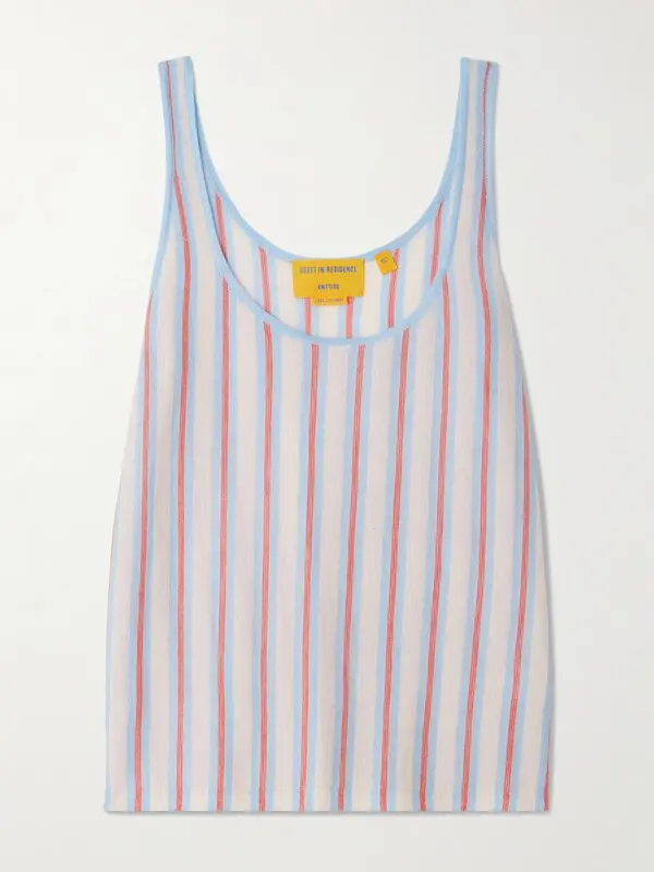 Guest In Residence Striped Cashmere Tank - Pink