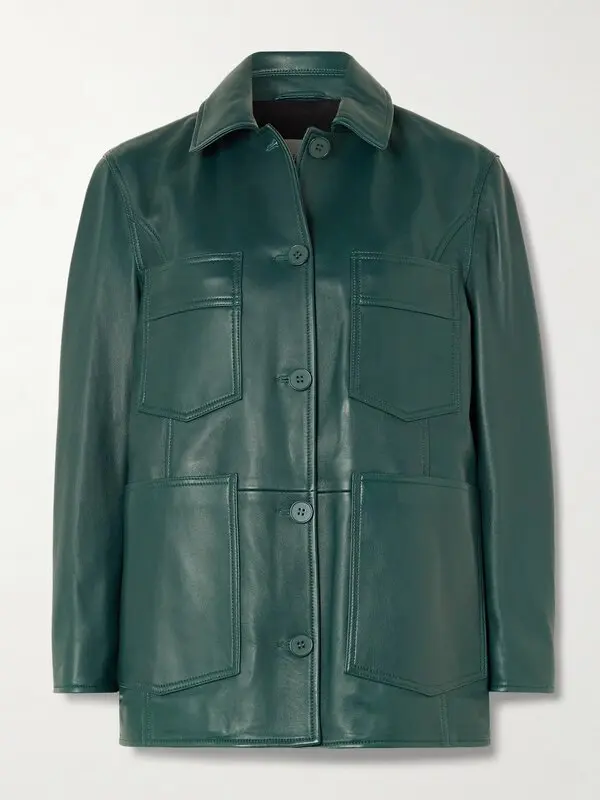 Nour Hammour Seleste Paneled Leather Jacket - Blue
