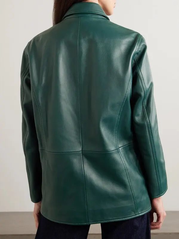 Nour Hammour Seleste Paneled Leather Jacket - Blue