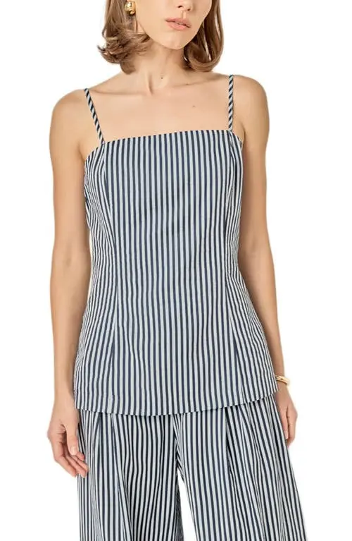 English Factory Stripe Longline Camisole - Blue Multi