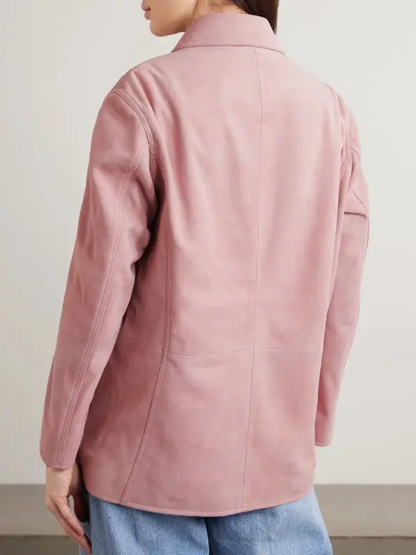 Nour Hammour Seleste Paneled Distressed Suede Jacket