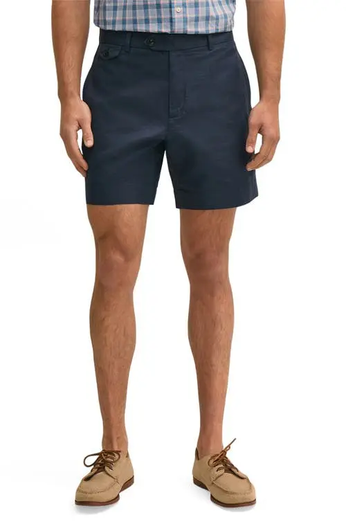 Brooks Brothers Flat-front Linen & Cotton Shorts - Mood Indigo