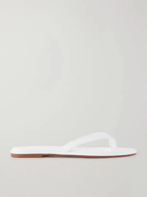 AeydĒ Melody Leather Flip Flops - White