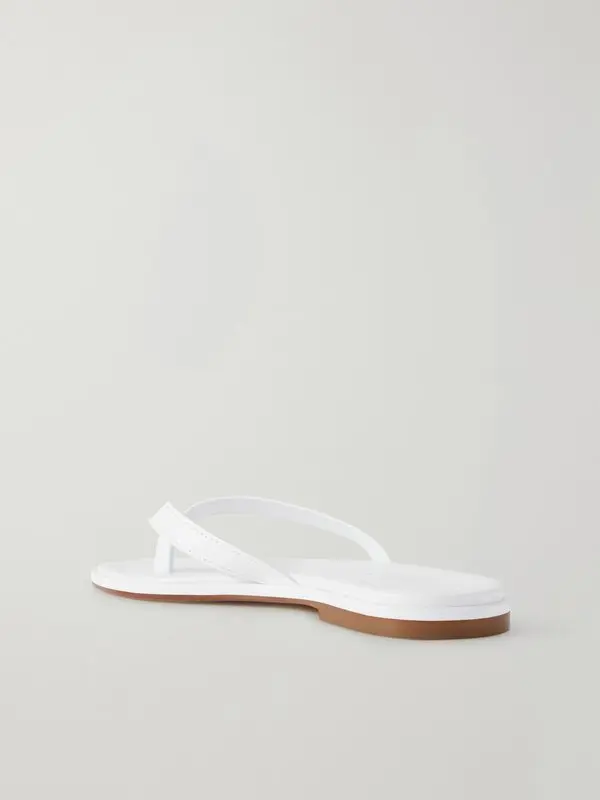 AeydĒ Melody Leather Flip Flops - White