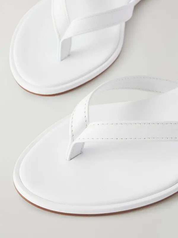 AeydĒ Melody Leather Flip Flops - White