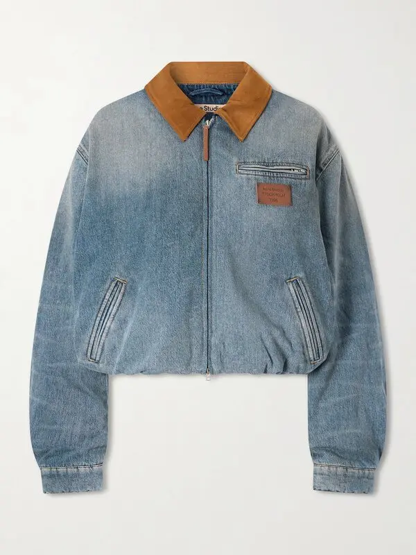 Acne Studios Suede-trimmed Denim Bomber Jacket