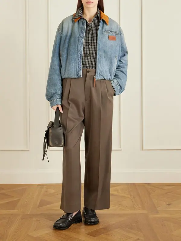 Acne Studios Suede-trimmed Denim Bomber Jacket