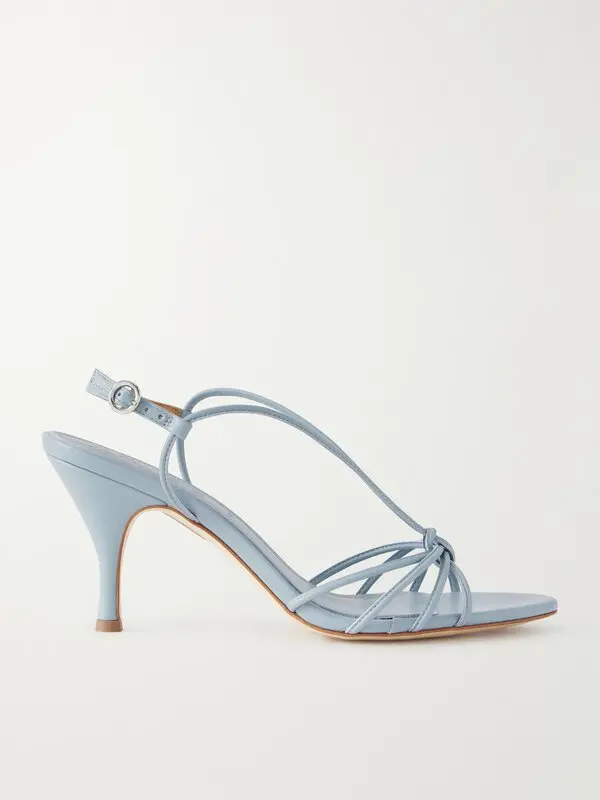 AeydĒ Solange Crossover Leather Heeled Sandals - Blue