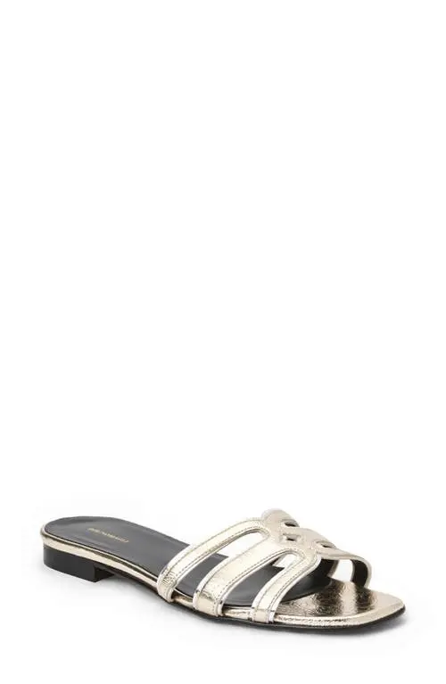Bruno Magli Flore Leather Slide Sandal - Platino/silver